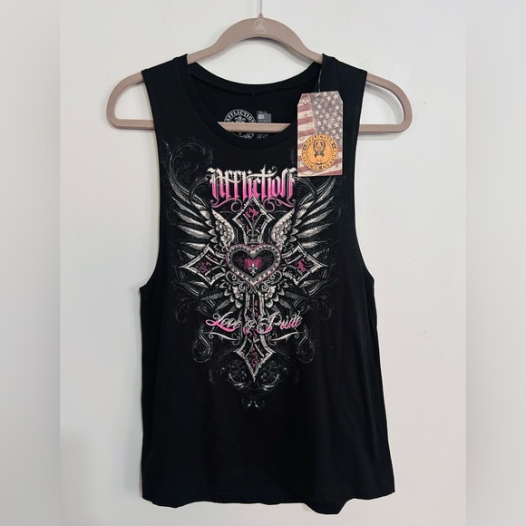Affliction | Tops | Affliction Live Fast Winged Heart Graphic Tank Nwt ...